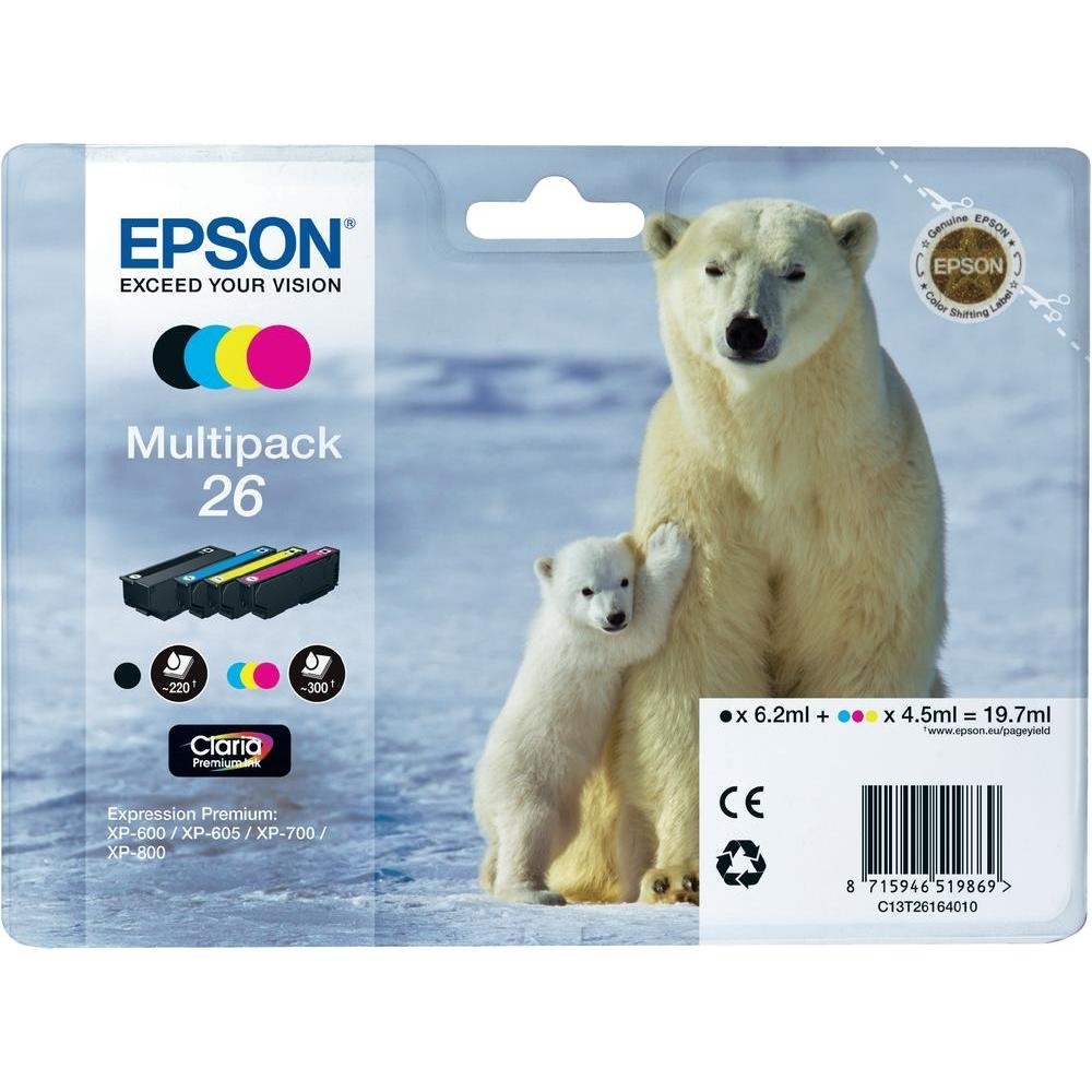 Epson Tinte 26 Eisbär Multipack für Expression Premium XP-600 XP-605 XP ...