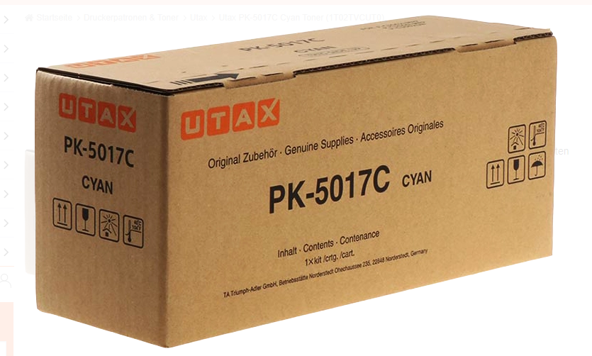 UTAX PK-5017C Toner Cyan für Utax P-C3062DN Utax P-C3066i 1T02TVCUT0 ...